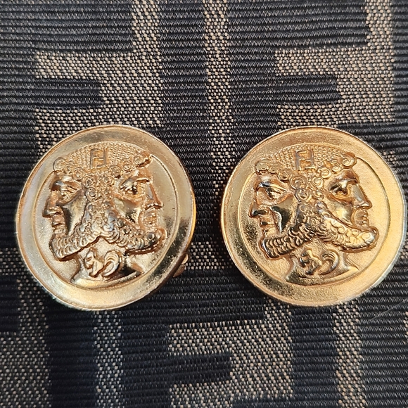Fendi | Jewelry | Vintage Fendi Janus Coin Clip On Earrings | Poshmark